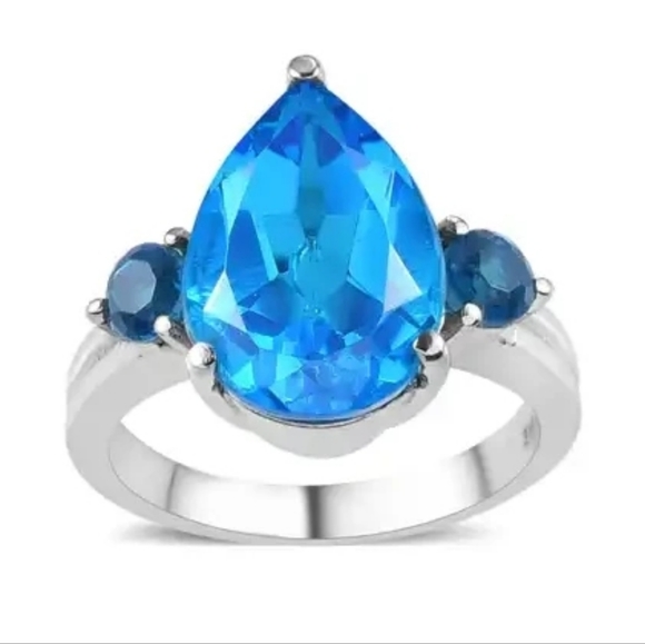 Shop Lc | Jewelry | Caribbean Quartz 3 Stone Ring In Stainless Steel ...